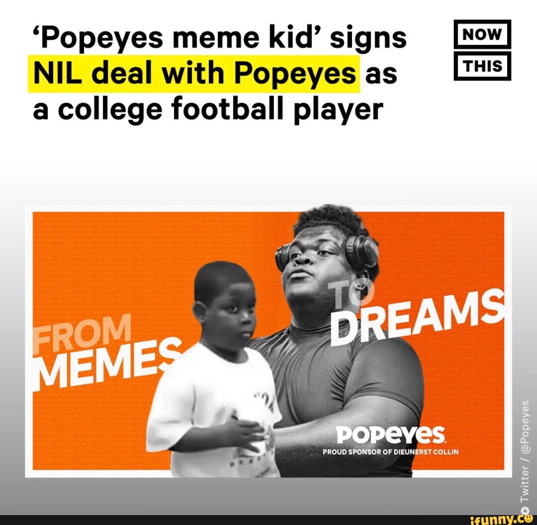 'Popeyes meme kid' signs NIL deal with Popeyes as a college football ...