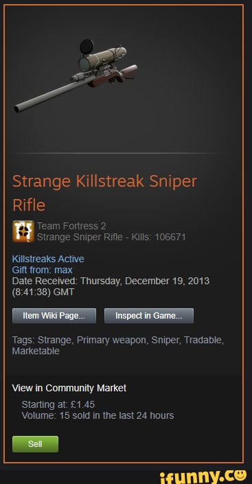 Strange teak Sniper Rifle Team Fortress 2 Strange Sniper Rifle - Kills ...