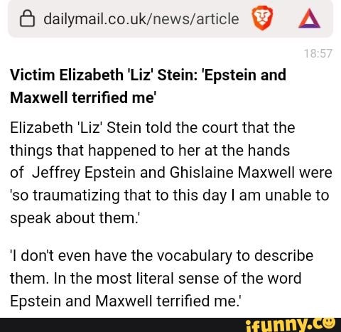 Victim Elizabeth 'Liz' Stein: 'Epstein and Maxwell terrified me ...
