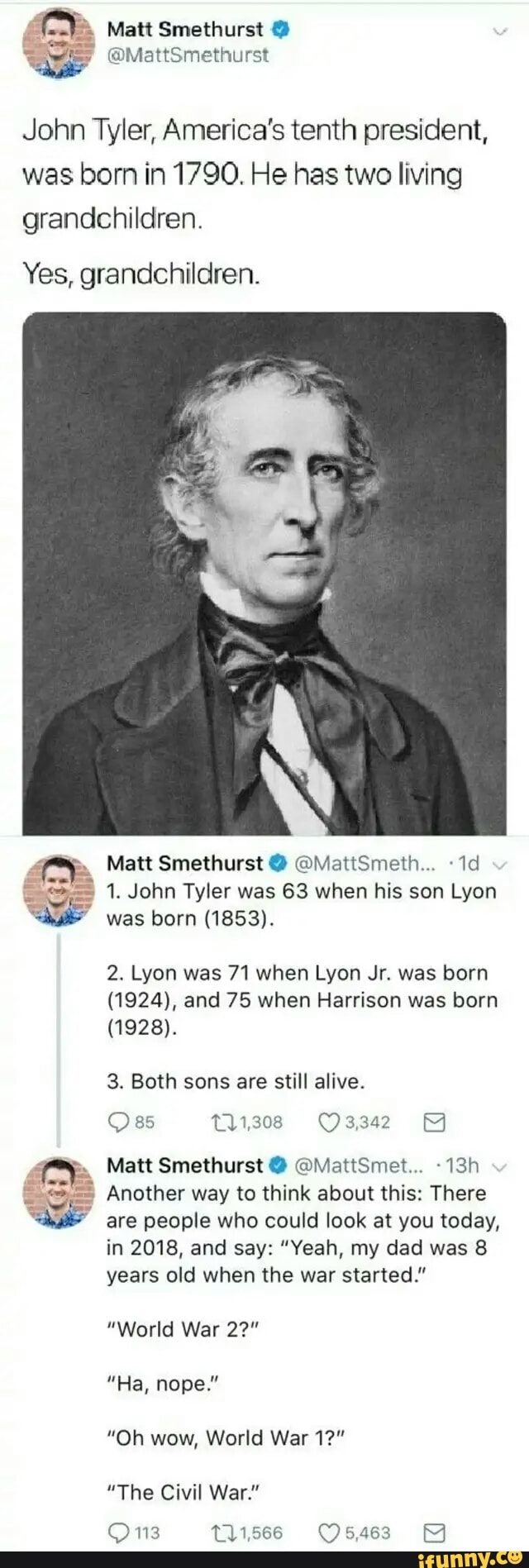 John Tyler, America's tenth president, was born in 1790. He has two ...