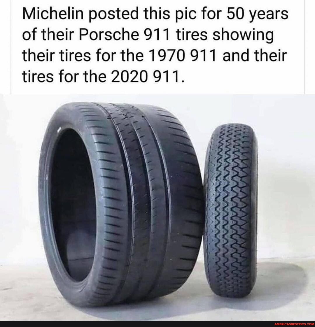 Michelin posted this pic for 50 years of their Porsche 911 tires ...