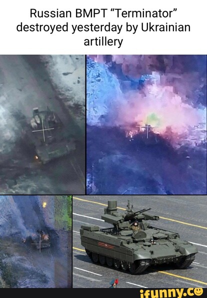 Russian BMPT "Terminator" destroyed yesterday by Ukrainian artillery ...