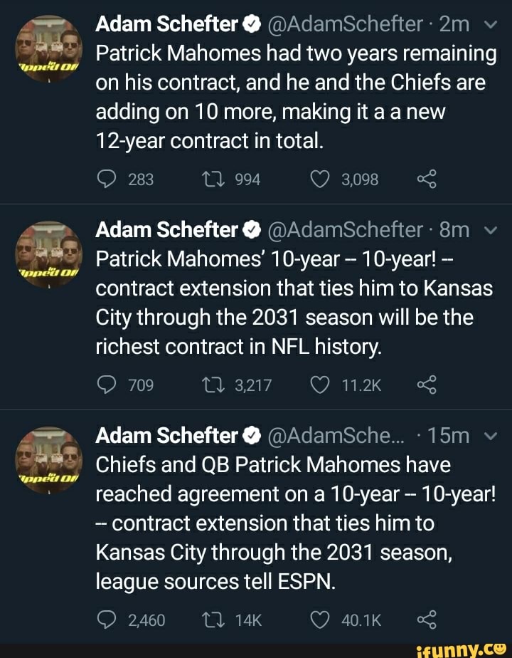 Patrick Mahomes had two years remaining on his contract, and he and the ...