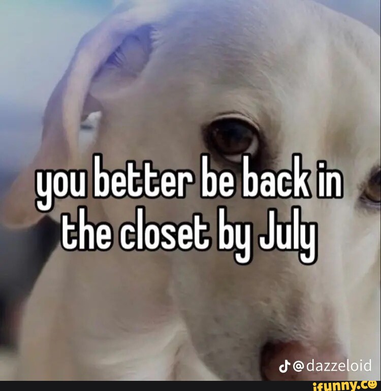 You better be back in the closet by July - iFunny