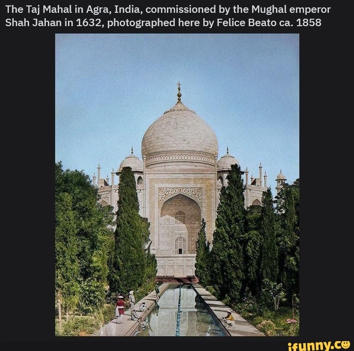 The Taj Mahal in Agra, India, commissioned by the Mughal emperor Shah ...