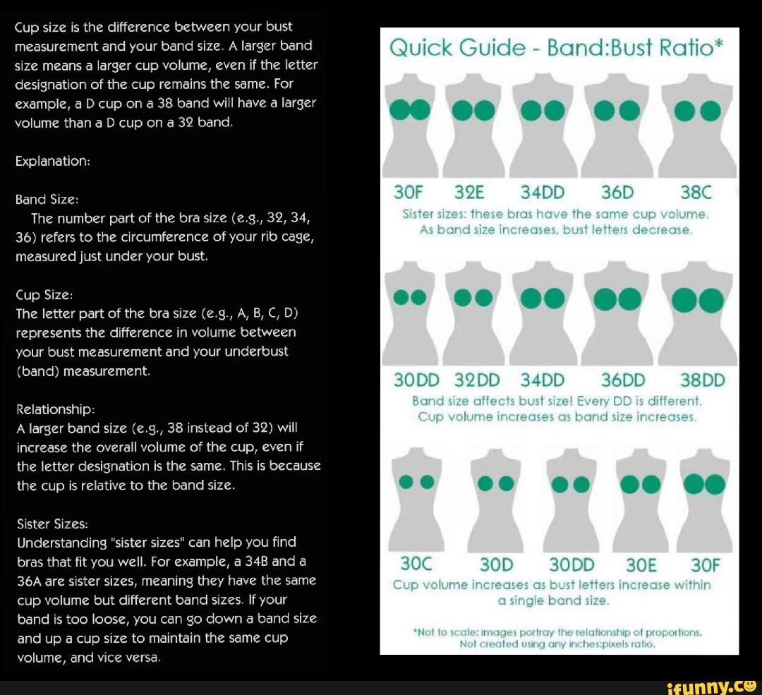 Cup size is the difference between your bust measurement and your band ...