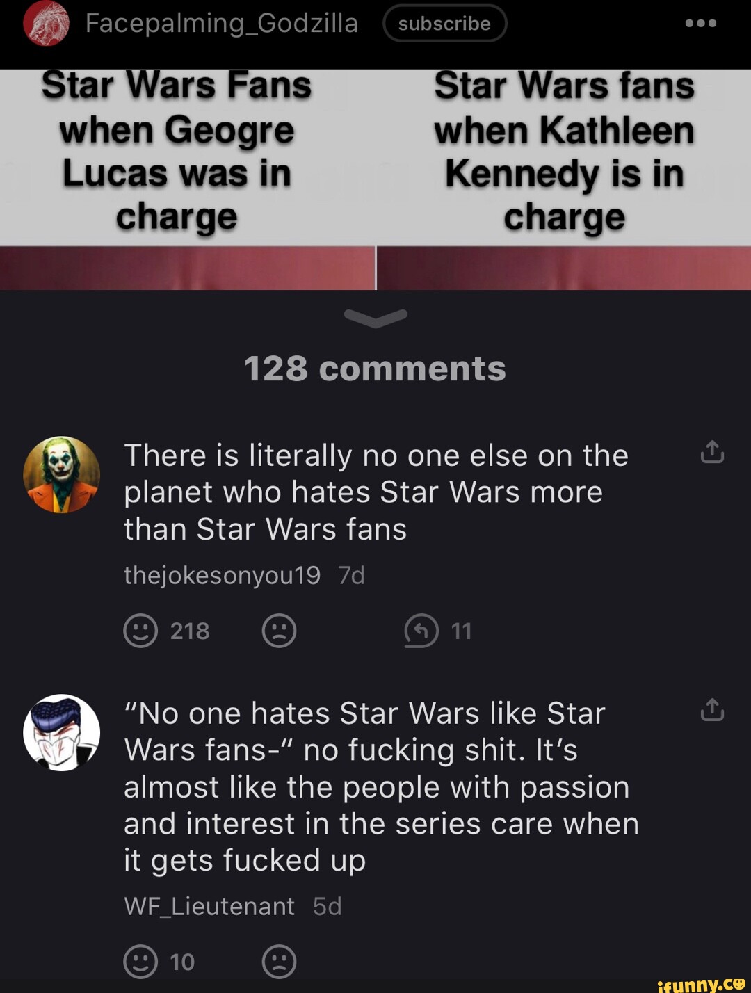 Facepalming_Godzilla subscribe tar Wars Fans Star Wars fans when Geogre ...