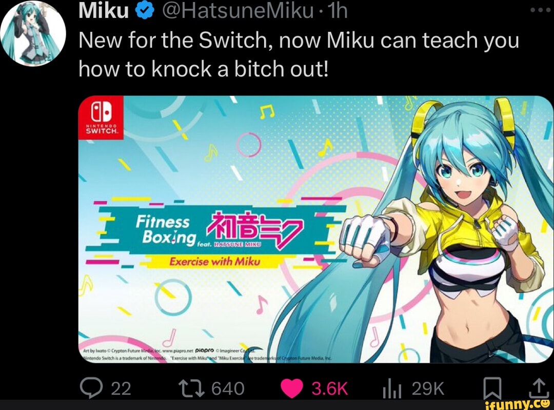 Miku @HatsuneMiku-: th as BOXING 22 New for the Switch, now Miku can ...