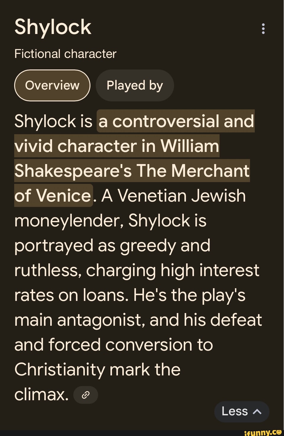 Shylock Fictional character Overview Played by Shylock is a ...