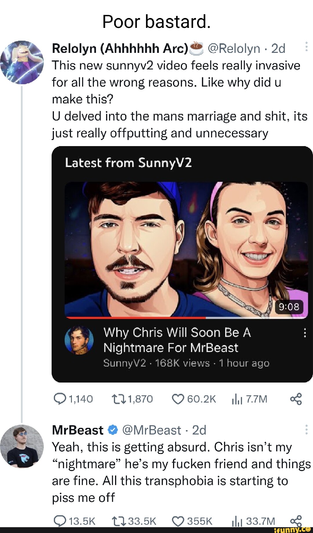 Poor bastard. Relolyn (Ahhhhhh Arc) @Relolyn This new sunnyv2 video ...
