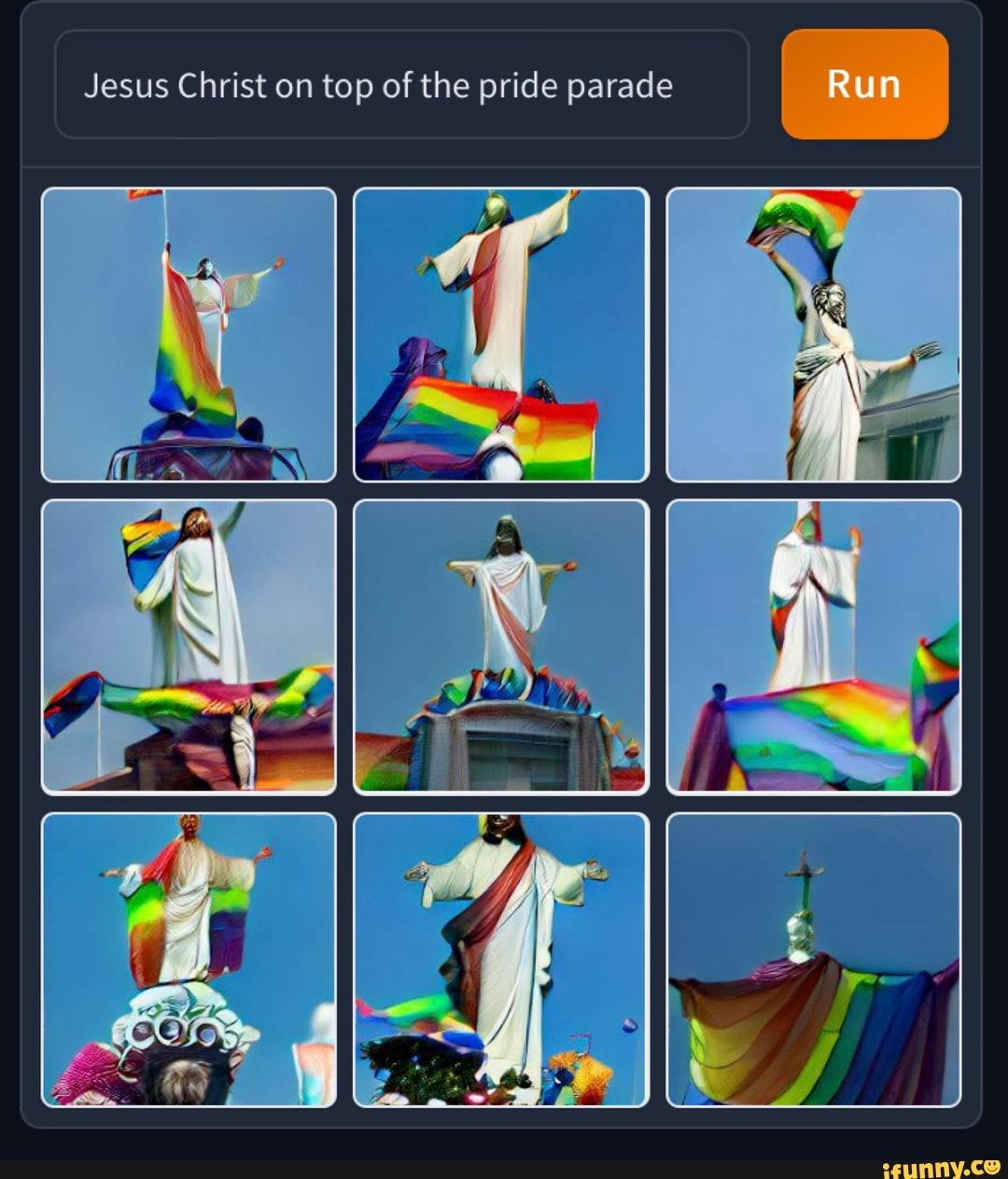 Run Jesus Christ on top of the pride parade Run - iFunny