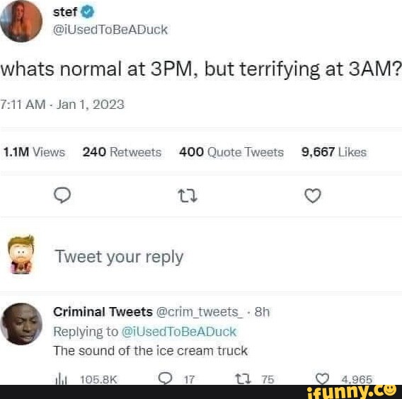 Whats normal at but terrifying at SAM? Views AM - Jan 1, 2023 Tweet ...