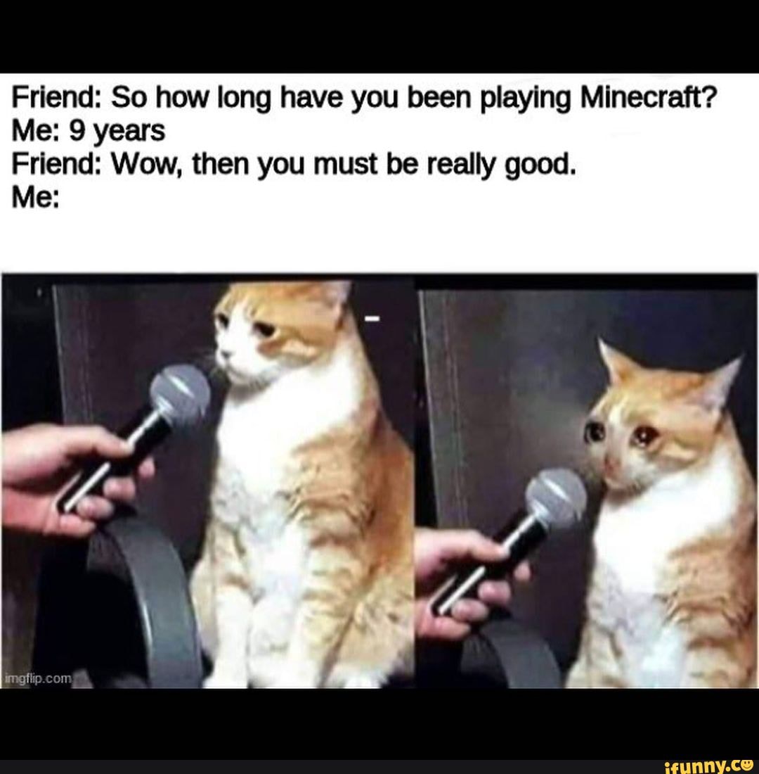 Friend: So how long have you been playing Minecraft? Me: 9 years Friend ...