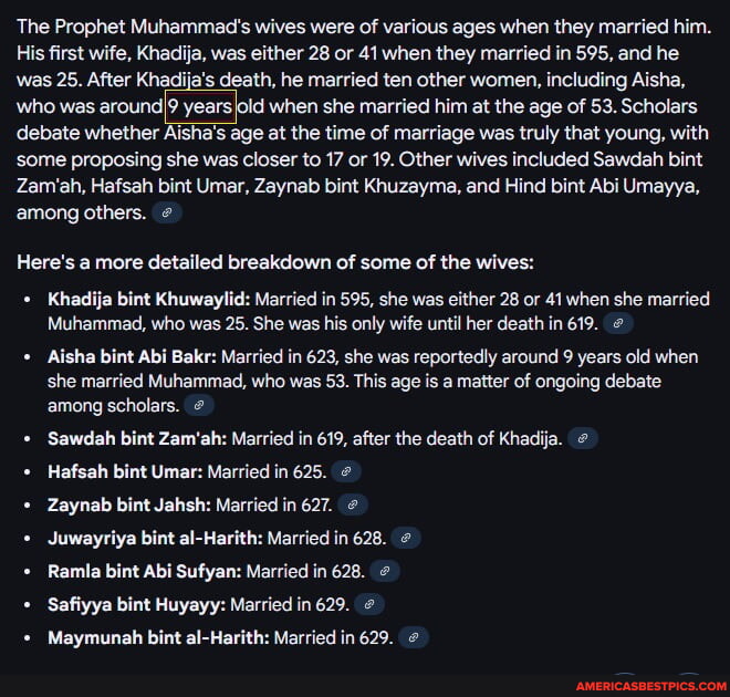 The Prophet Muhammad's wives were of various ages when they married him ...
