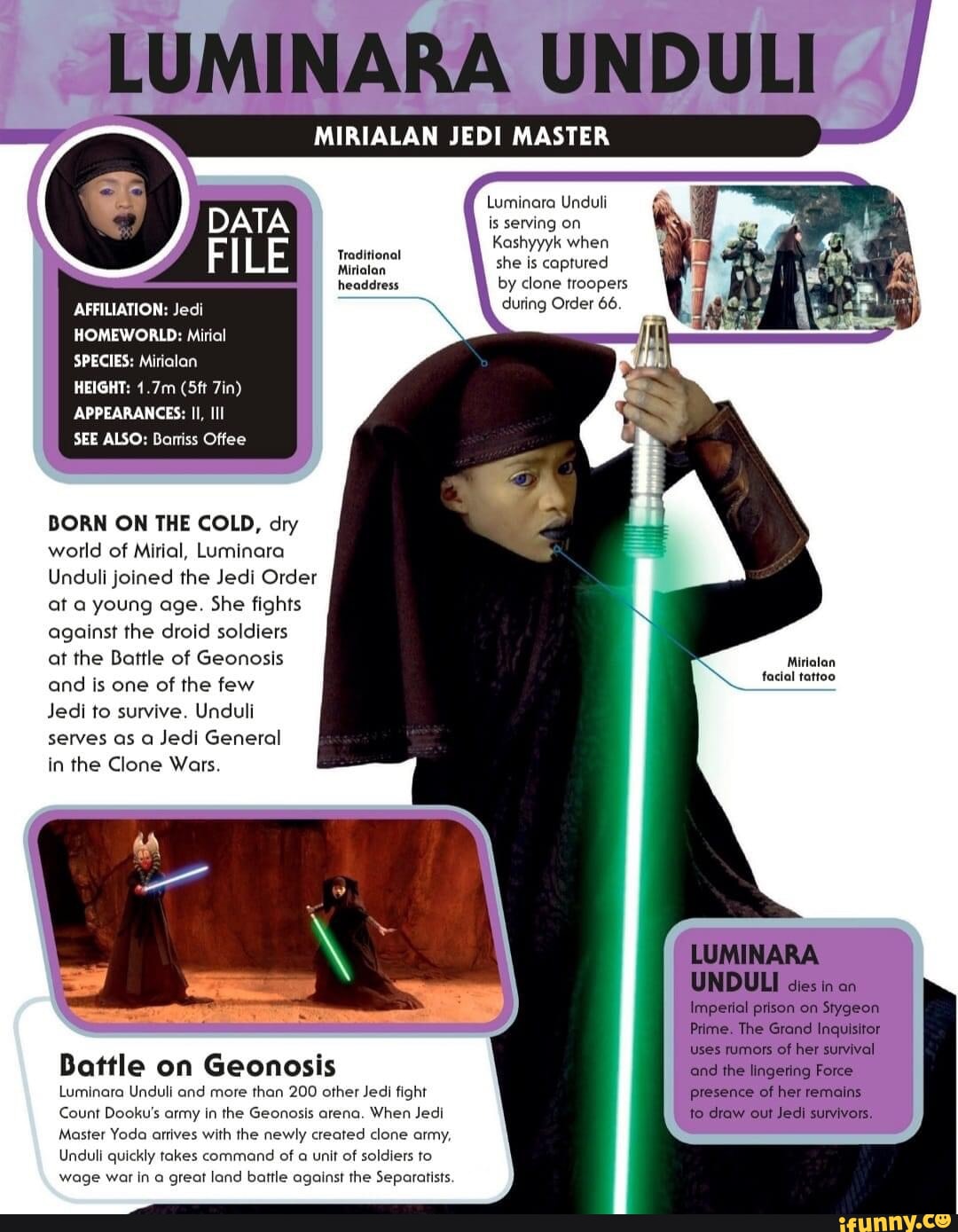 LUMINARA UNDULI ALAN JEDI MASTER Luminara Unduli is serving on Kashyyyk ...