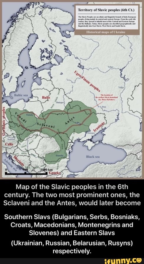 Map of the Slavic peoples in the 6th century. The two most prominent ...