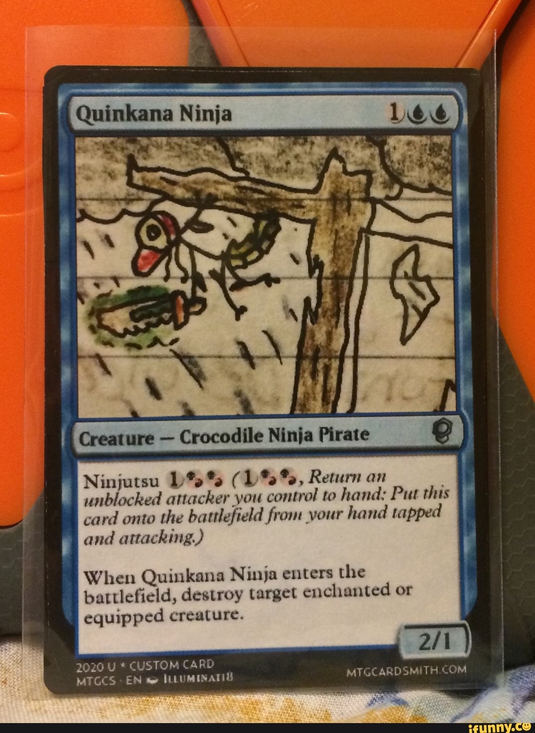 Unblocked attacker you control to hand: Put this card onto the ...