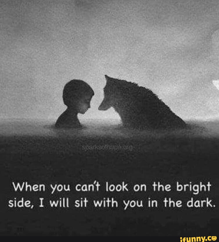 When you cant look on the bright side, I will sit with you in the dark ...
