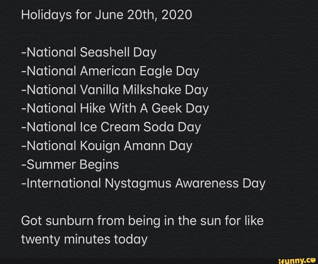 Holidays for June 20th, 2020 -National Seashell Day -National American ...
