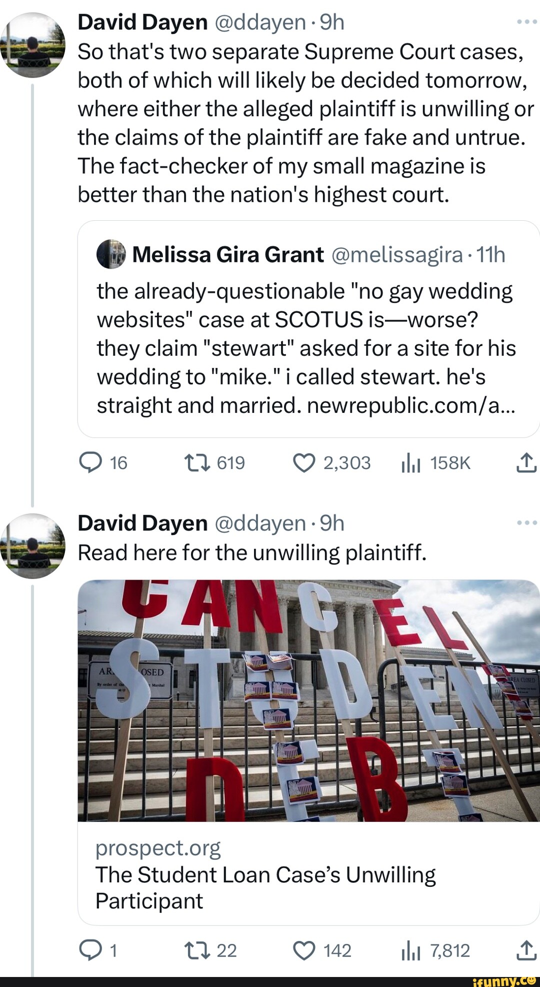 David Dayen @ddayen So that's two separate Supreme Court cases, both of ...