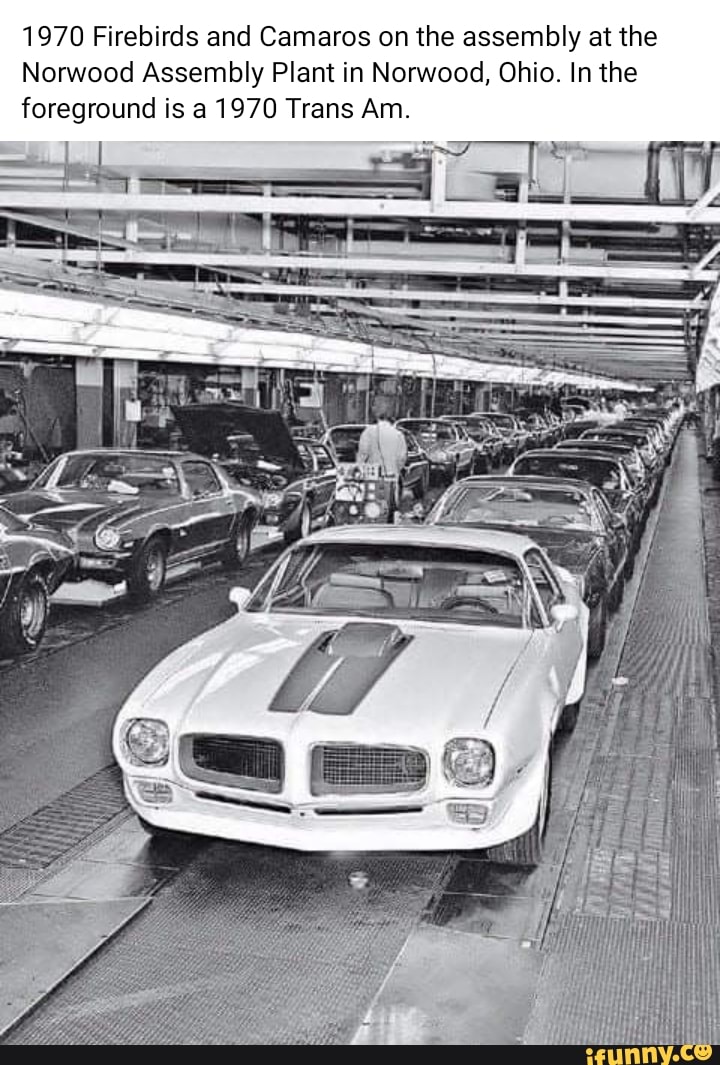 1970 Firebirds and Camaros on the assembly at the Norwood Assembly ...