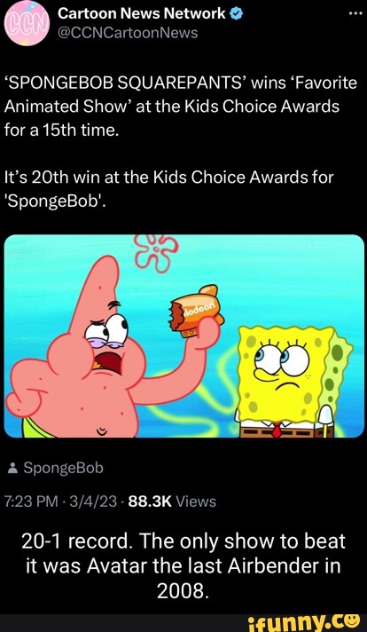 Cartoon News Network "SPONGEBOB SQUAREPANTS' wins 'Favorite Animated ...