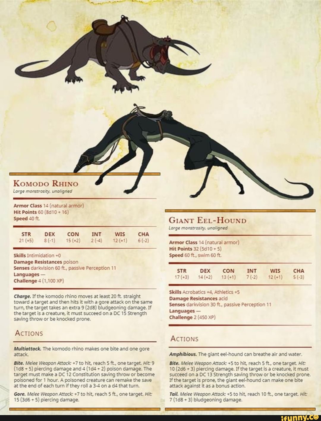 Komopo RHINO Lorge monstrosity, unoligned Armor Class 1 Hit Points 60 ...