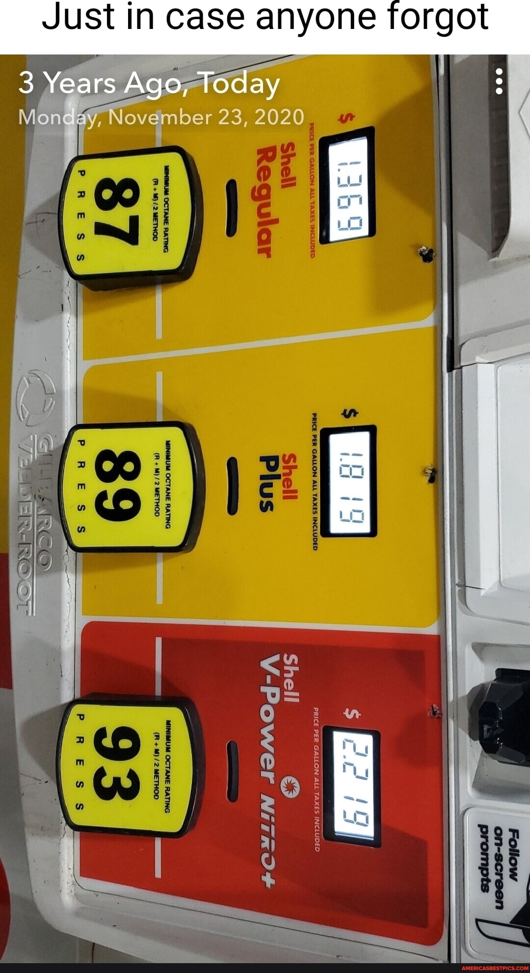 Just in case anyone forgot Years Ago, Today PER ALL TAXES INCLUDED ...