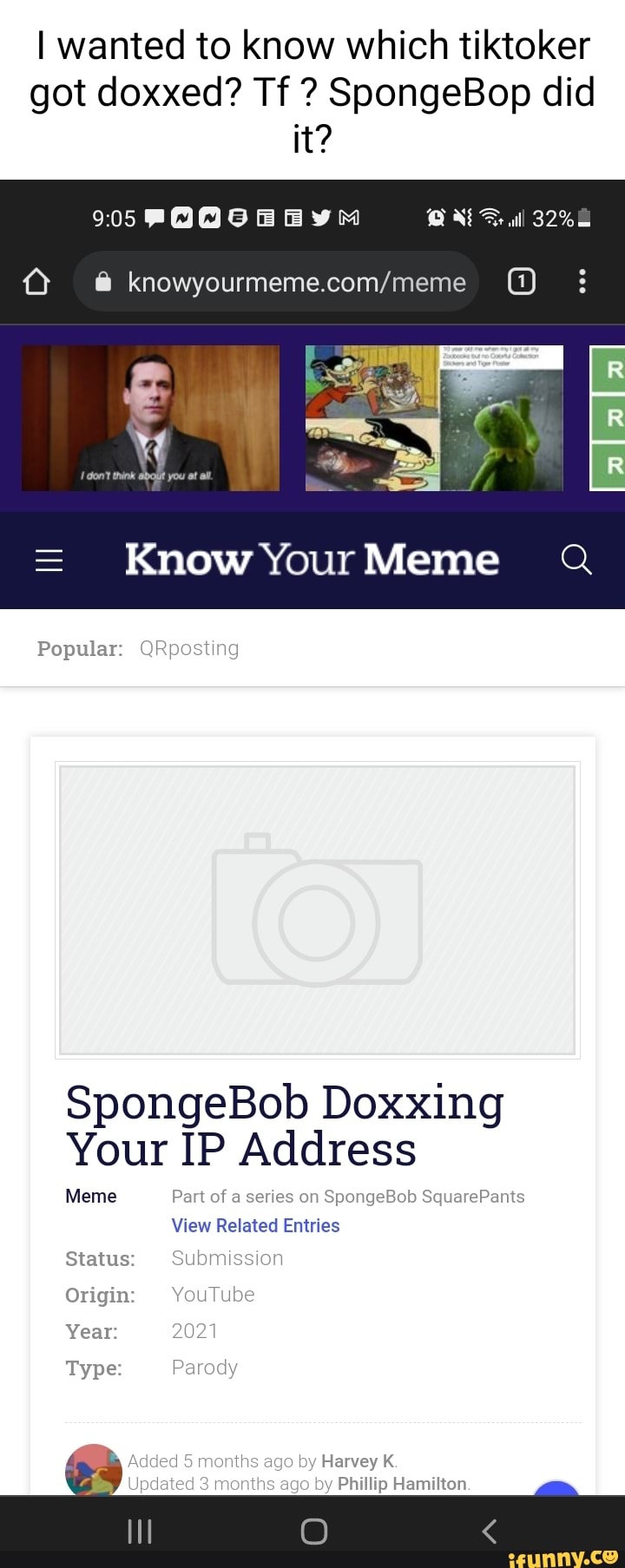 I wanted to know which tiktoker got doxxed? Tf ? SpongeBop did it? Know ...