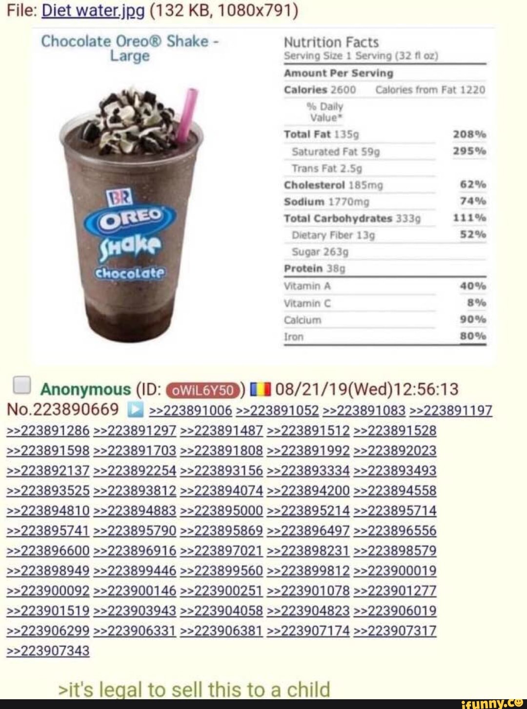 File: Diet water.jpg (132 KB, 1080x791) Chocolate Oreo® Shake Large ...