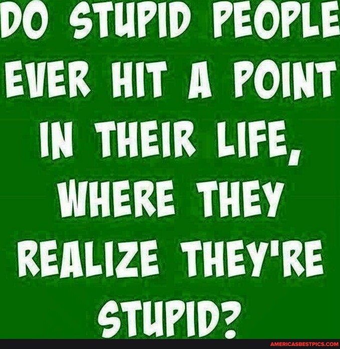 DO STUPID PEOPLE EVER HIT A POINT IN THEIR LIFE, WHERE THEY REALIZE ...