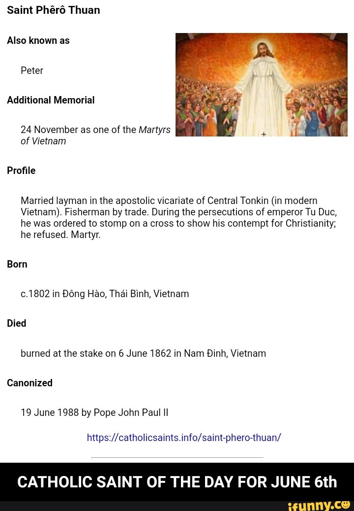 Saint Phero Thuan Also known as Peter Additional Memorial 24 November ...