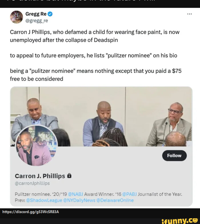 Gregg Re @ @gregg re Carron J Phillips, who defamed a child for wearing ...