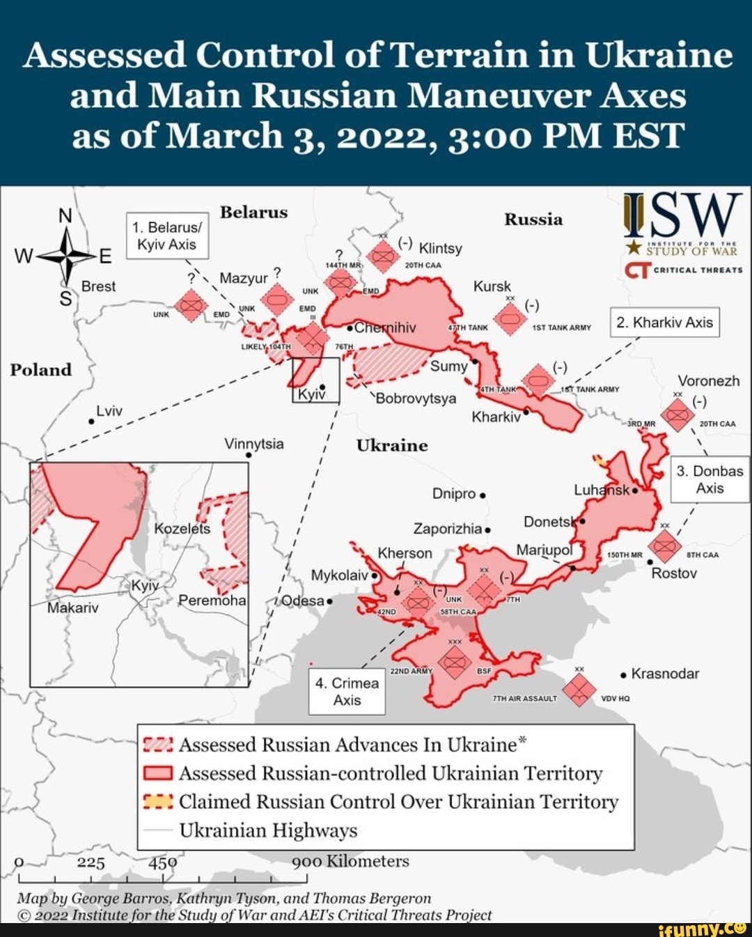 Assessed Control of Terrain in Ukraine and Main Russian Maneuver Axes ...