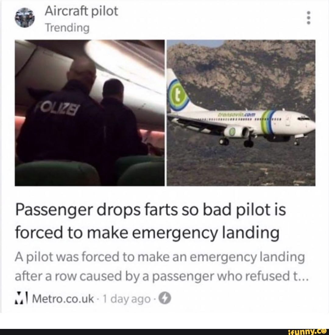 Ap Aircraft pilot Trending Passenger drops farts so bad pilot is forced ...
