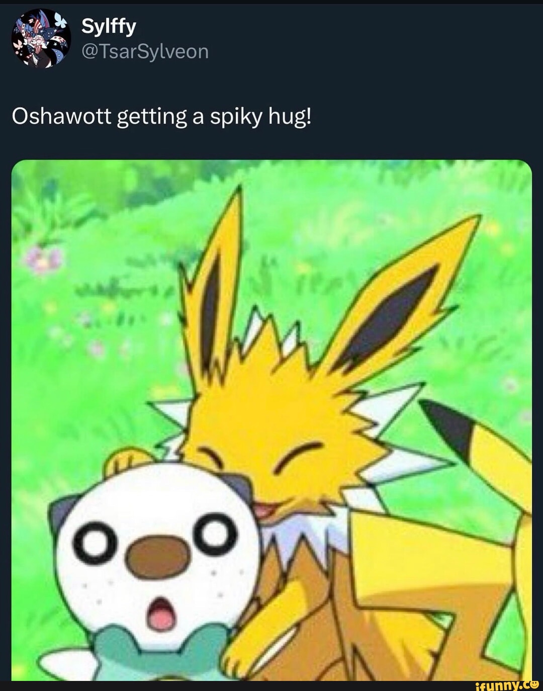 "TsarSylveon Oshawott getting a spiky hug! - iFunny