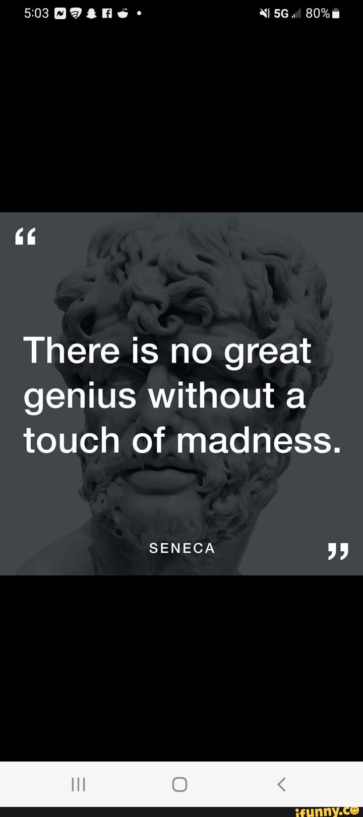 GA There is no great genius without a touch of madness. SENECA - iFunny