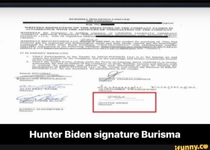 Hunter Biden signature Burisma - iFunny