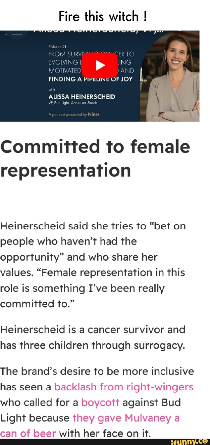 Fire this witch ! DDING JOY ALISSA Committed to female representation ...