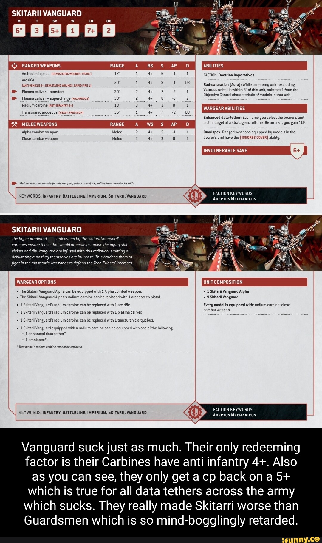 I ABILITIES Arc rifle Rad-saturation (Aura): While an enemy unit ...