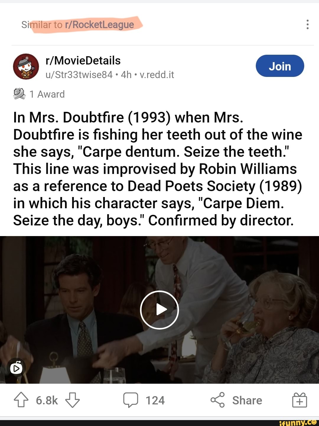 Similar to v.redd.it Award in In Mrs. Doubtfire (1993) when Mrs ...