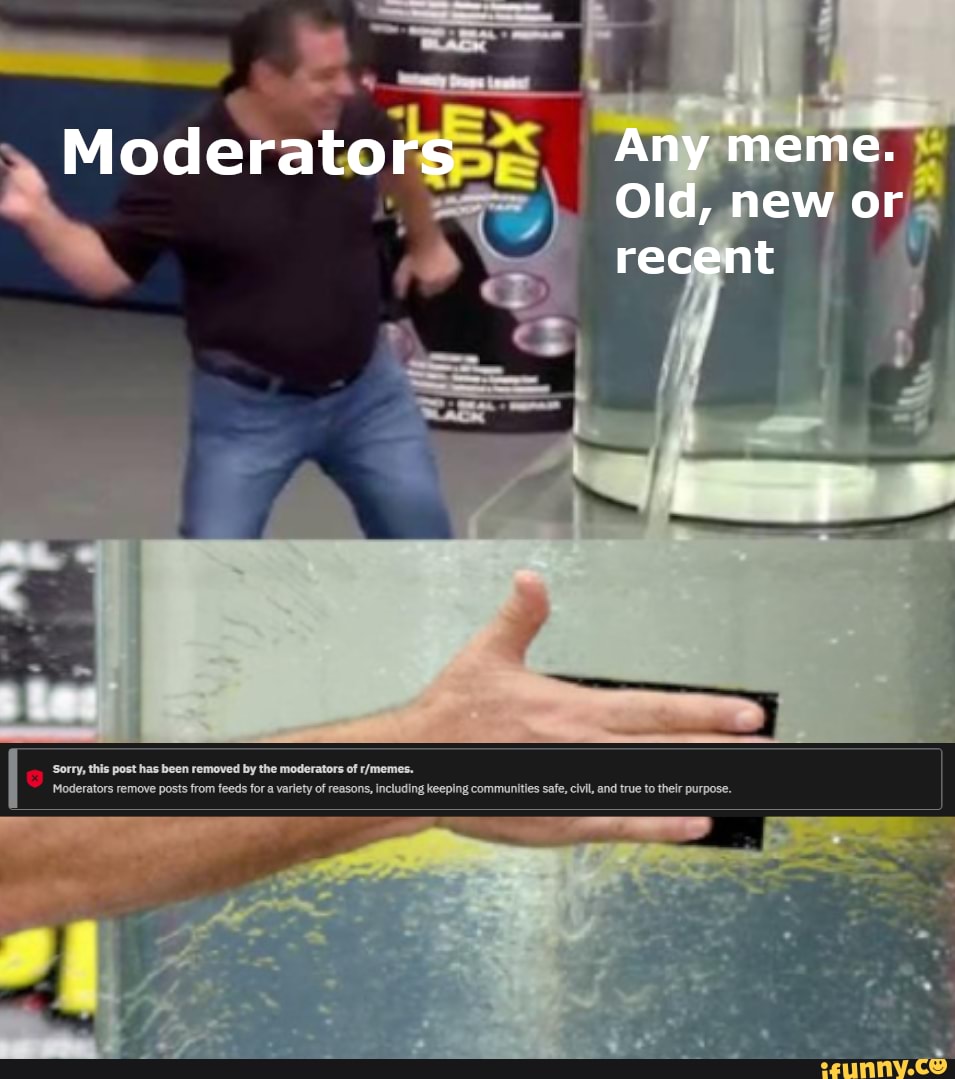 Sorry, this post has been removed by the moderators of r/memes ...