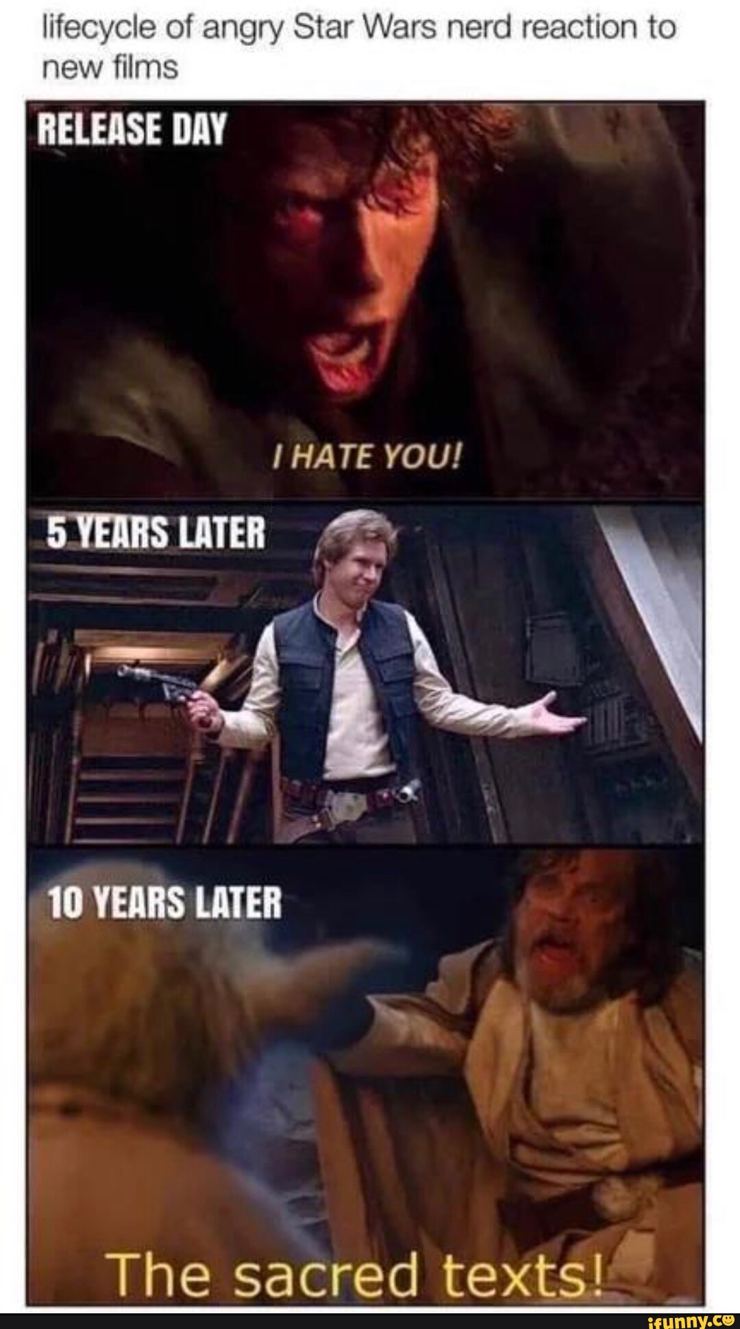 Lifecycle of angry Star Wars nerd reaction to new films RELEASE DAY I ...