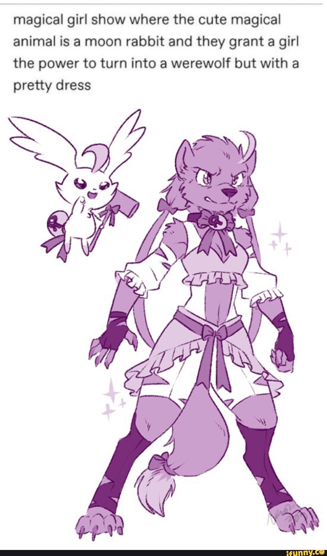 Magical girl show where the cute magical animal is a moon rabbit and ...