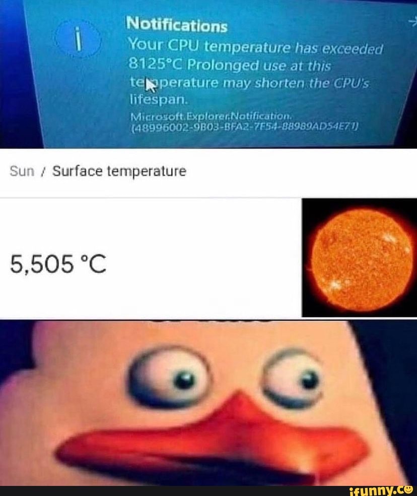 Notifications Your CPU temperature has ex. Prolonged use at this ...