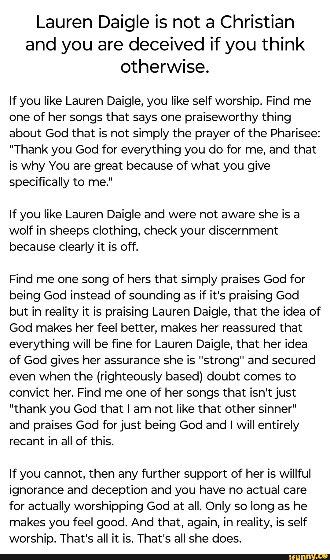 Lauren Daigle is not a Christian and you are deceived if you think ...