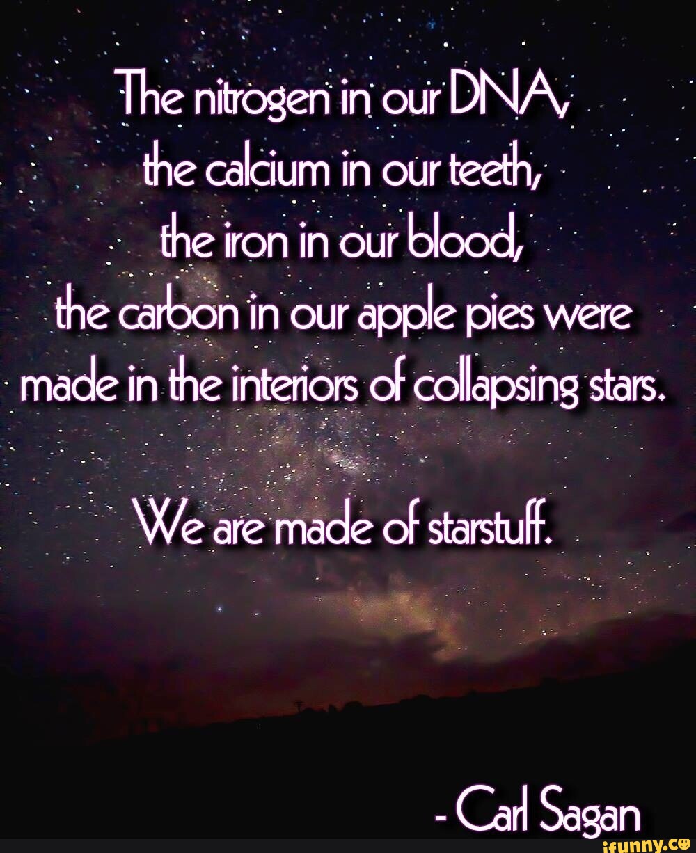 The nitrogen in our DNA, the calcium in our teeth, I the iron in our ...