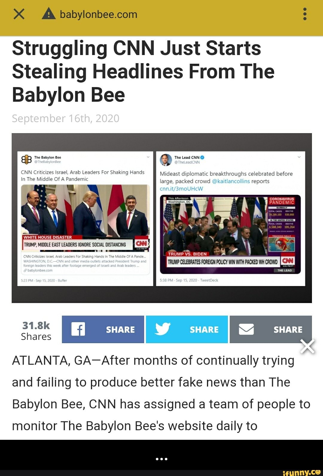 XX A Struggling CNN Just Starts Stealing Headlines From The Babylon Bee ...