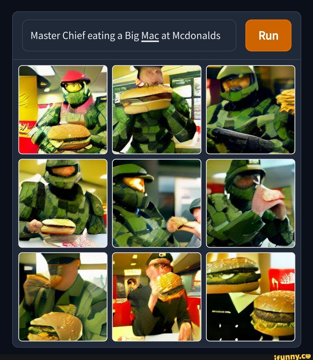 Master Chief eating a Big Mac at Mcdonalds Run - iFunny