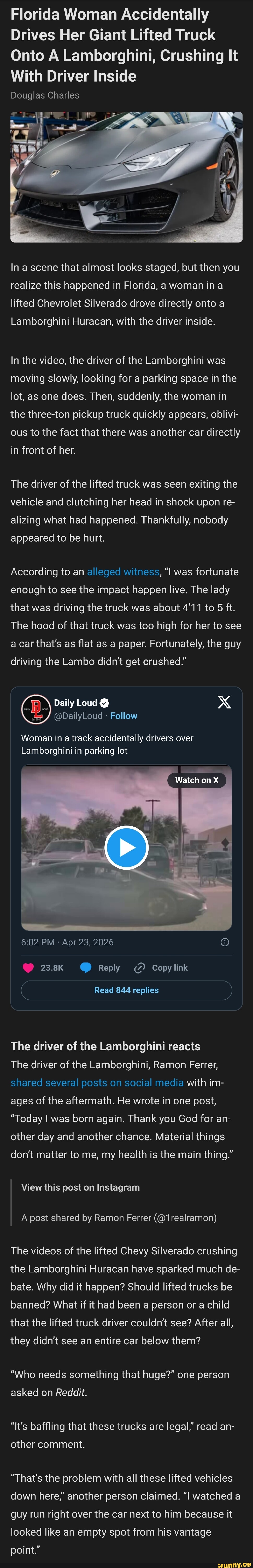 Florida Woman Accidentally Drives Her Giant Lifted Truck Onto A ...